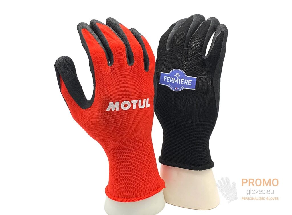 Nylon and latex foam work glove with extra grip – Branded promotional ...